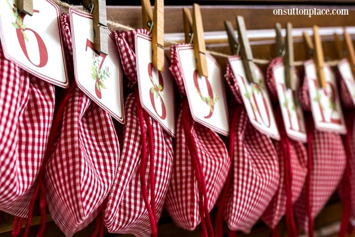 DIY Christmas Advent Calendar Red Printable Numbers 1 25 - Etsy Canada