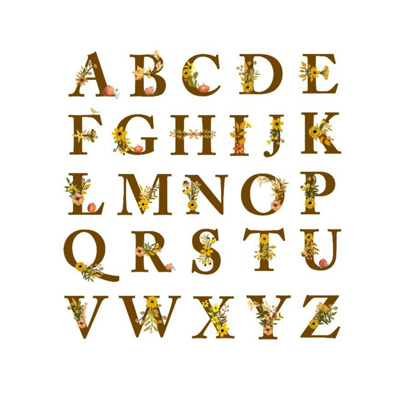 Fall Floral Alphabet Printables Fall Clipart Fall Letter - Etsy