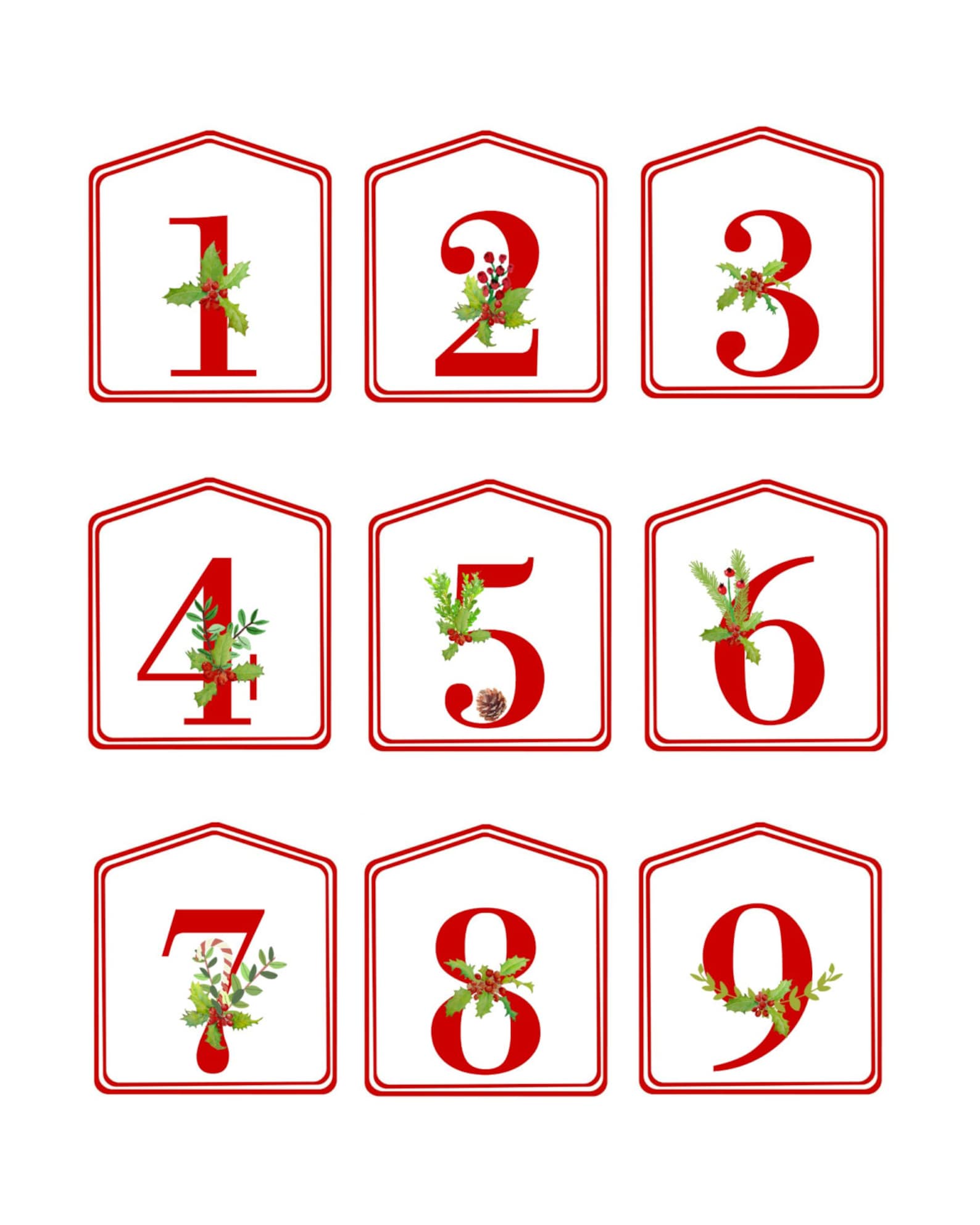 DIY Christmas Advent Calendar Red Printable Numbers 1 25 - Etsy