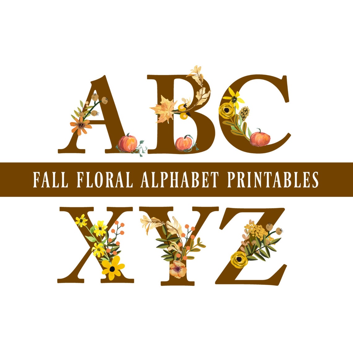 Fall Floral Alphabet Printables Fall Clipart Fall Letter - Etsy