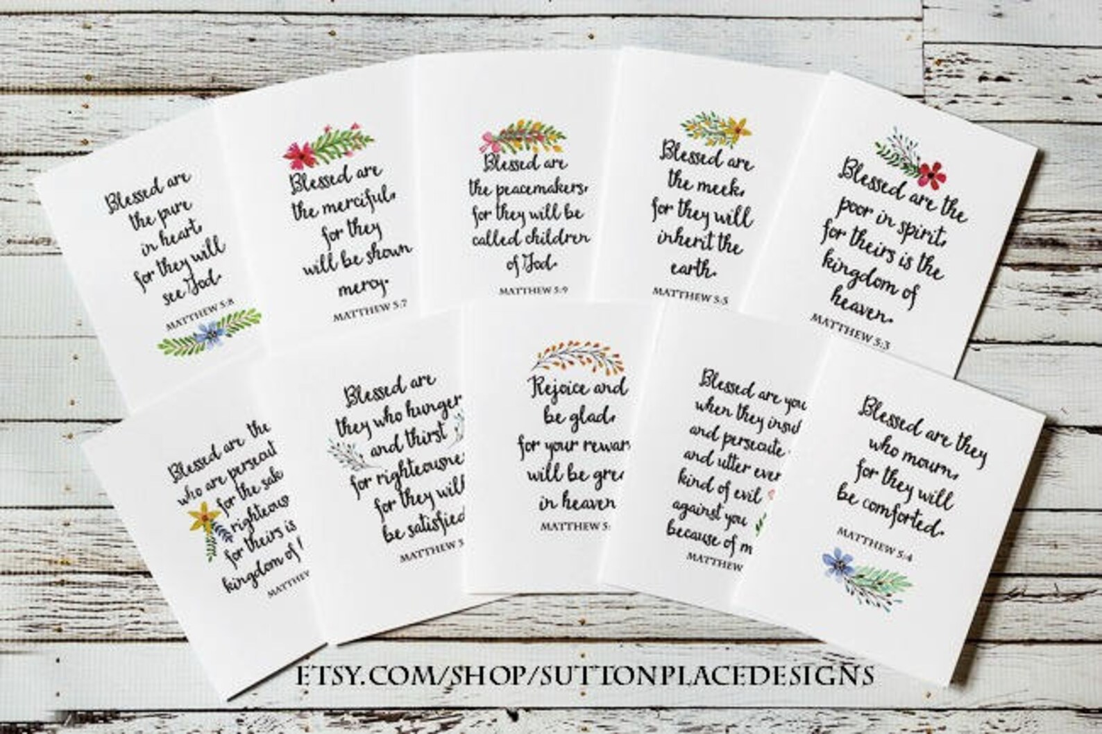 The Beatitudes Printable Wall Art, Digital Download, Matthew Chapter 5 ...
