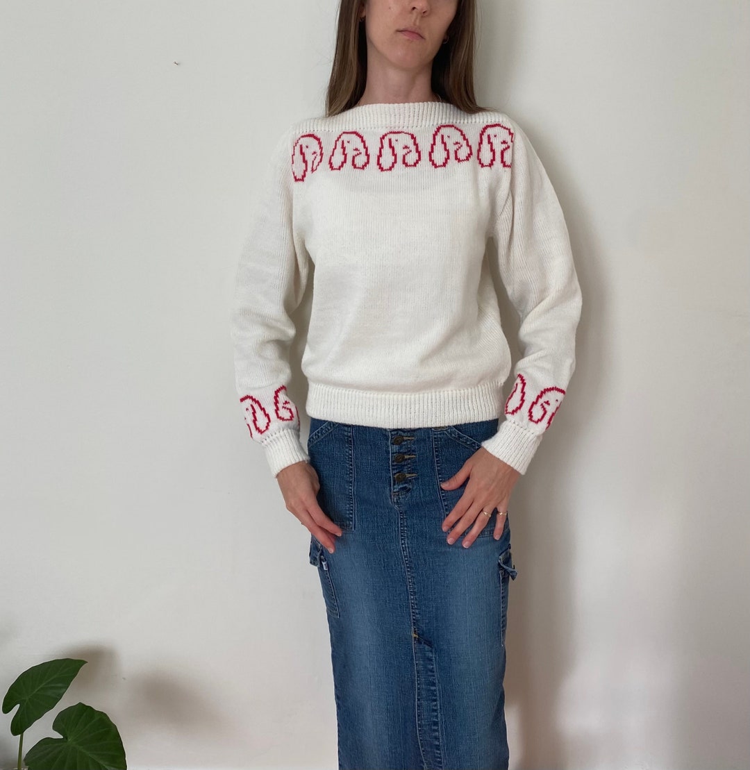 Vintage 1960s Novelty Dog Print Sweater S/M - Etsy
