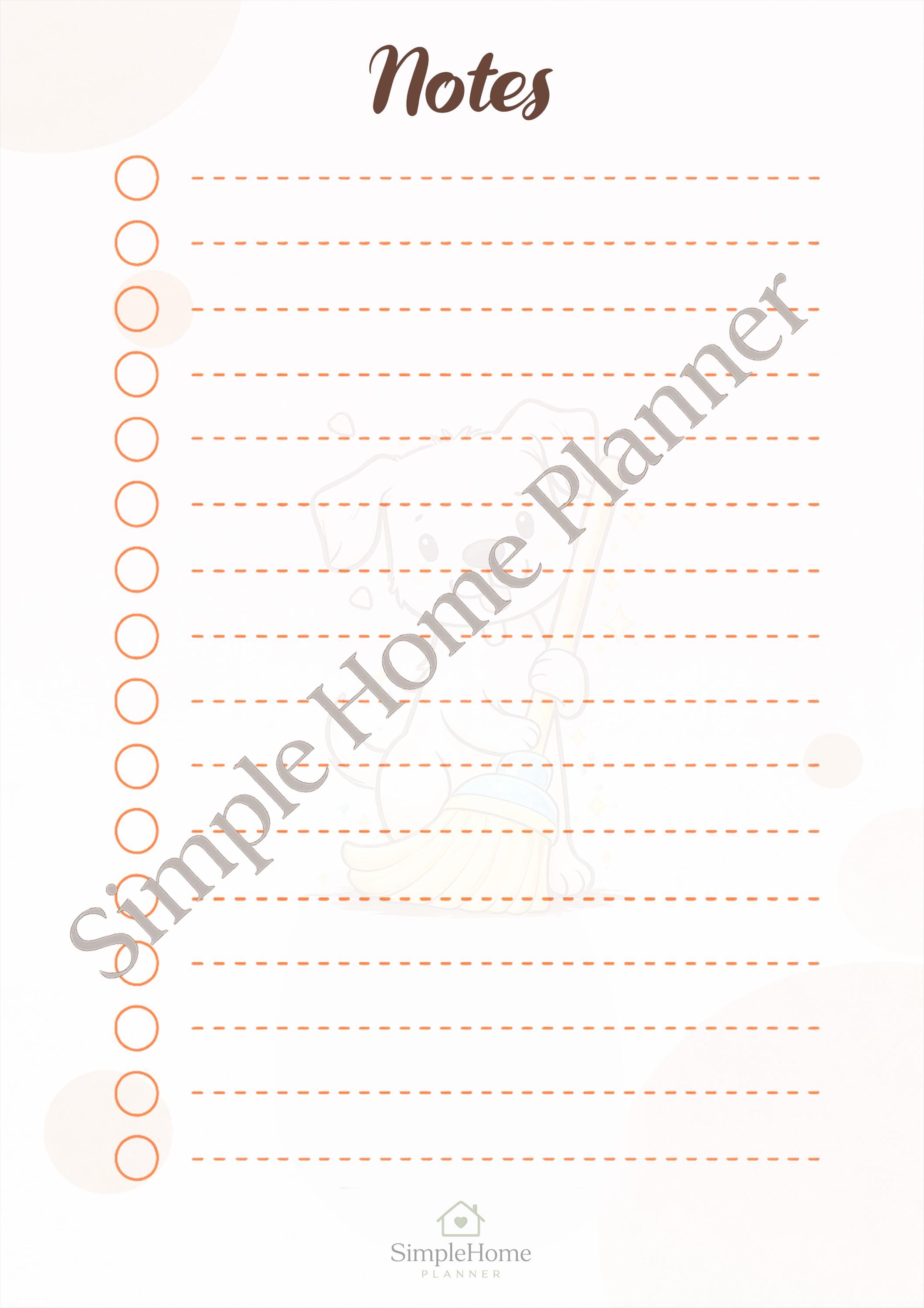 Cute Cleaning Checklist Dog | Printable Cleaning Planner | Kawaii Home ...