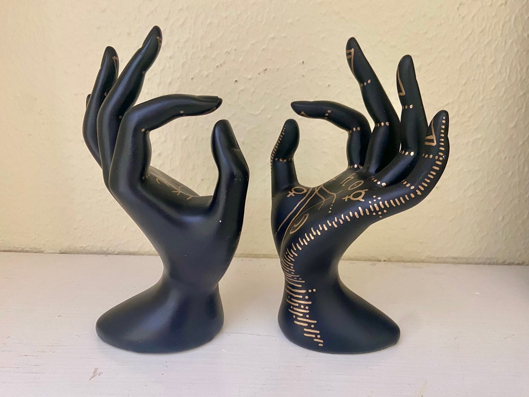 Pair of Hand-painted Palmistry Ring Holder Book Ends - Etsy