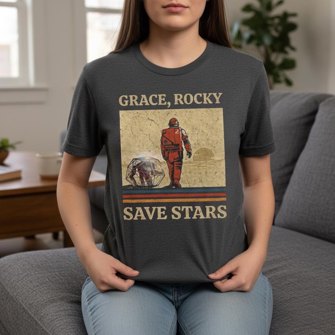 Project Hail Mary Grace Rocky Save Stars Shirt, Vintage Sci Fi Graphic ...