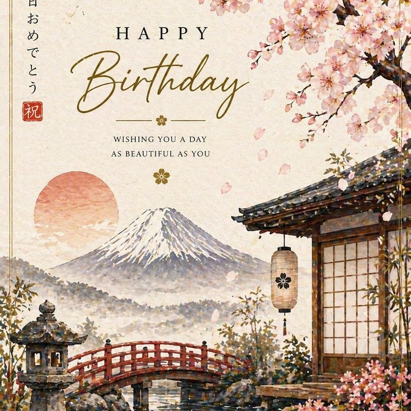 Japanese Birthday Card - Etsy UK