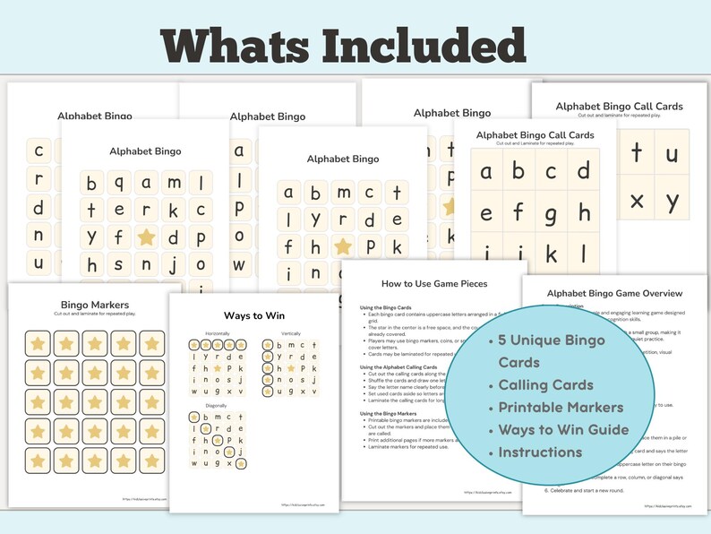 Lowercase Alphabet Bingo – Preschool Letter Recognition Game (PDF ...