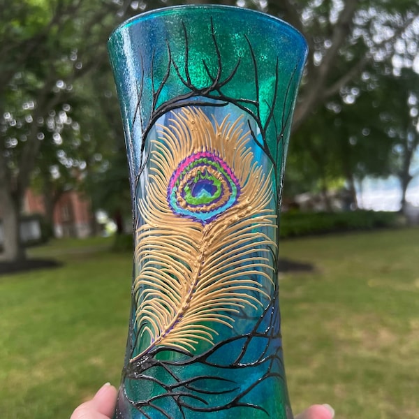 Peacock Feather Vase - Etsy