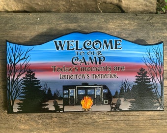 Welcome to Our Campfire Wood Sign - Etsy