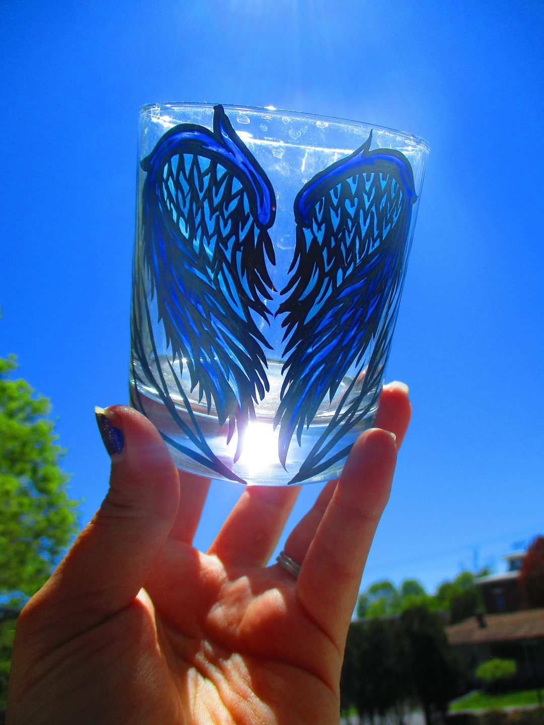 Hand Painted Angel Wings Whiskey Glass - Etsy
