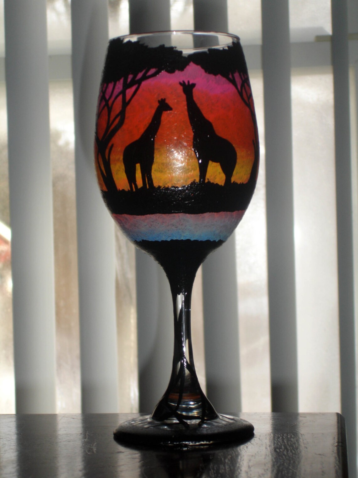 Hand Painted Giraffe Wine Glass - Etsy