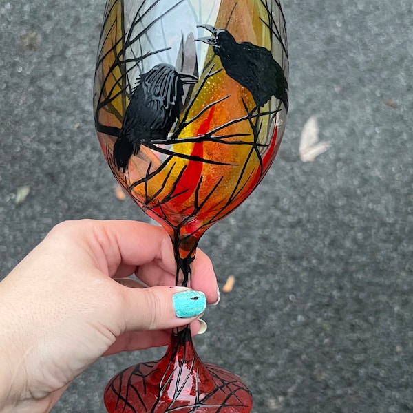 Crow Wine Glass - Etsy