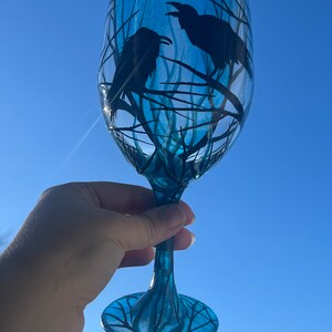 Hand Painted Raven Wine Glass - Etsy