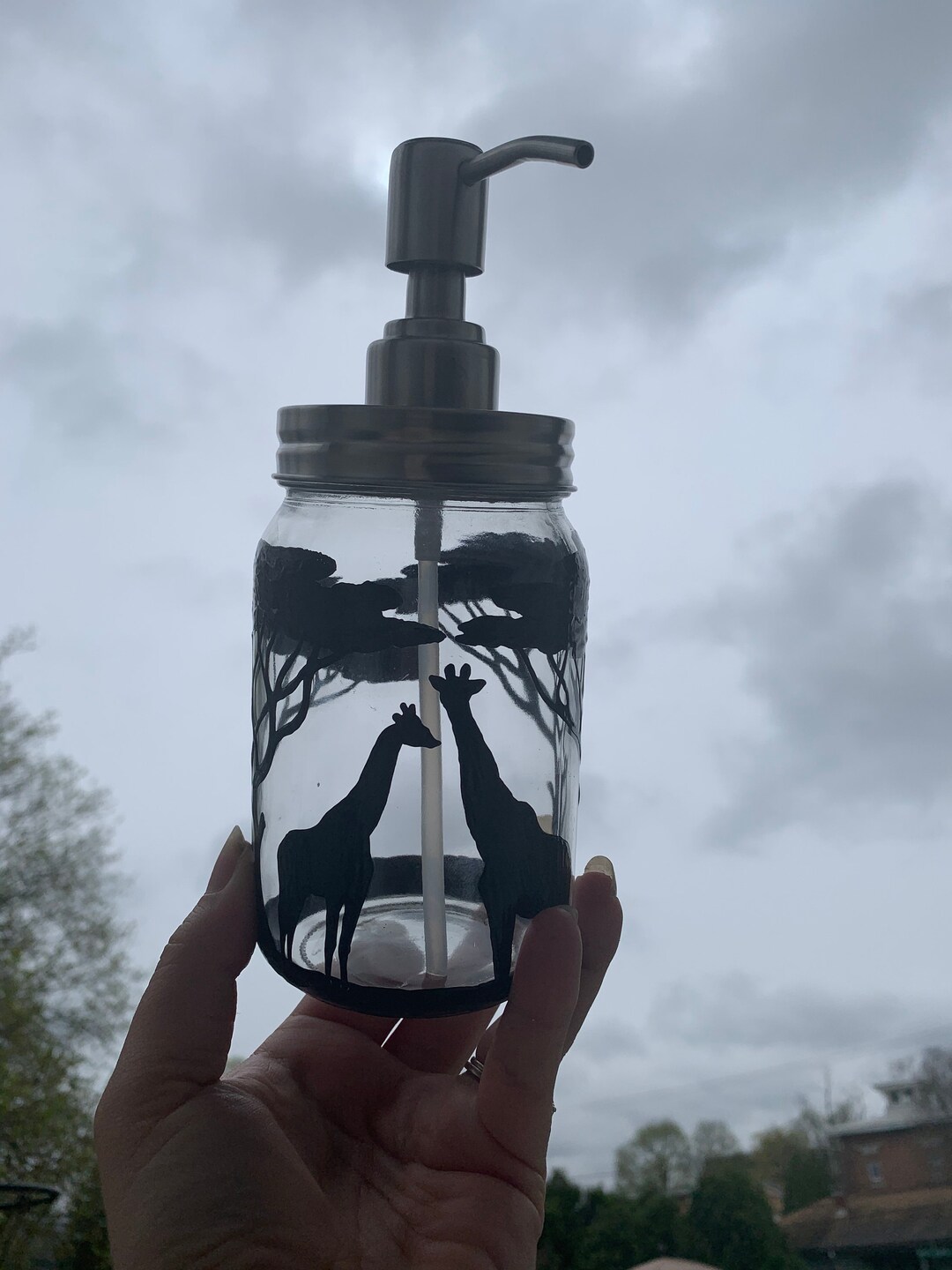 1 Hand Painted Giraffe Mason Jar Soap Dispenser - Etsy