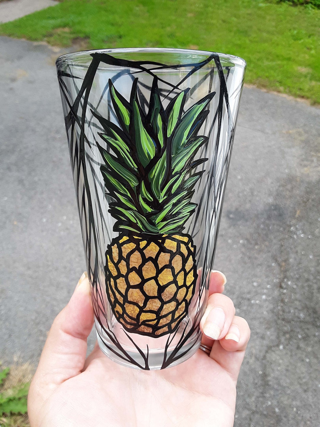 Hand Painted Pineapple Pint Glass - Etsy
