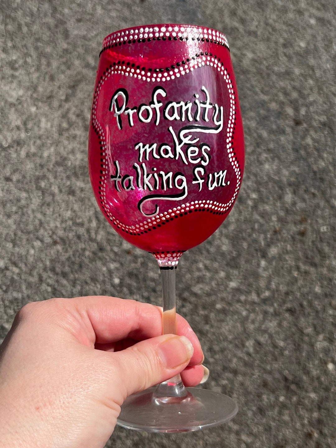 Hand Painted Profanity Wine Glass - Etsy