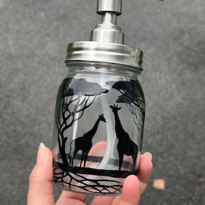 1 Hand Painted Giraffe Mason Jar Soap Dispenser - Etsy