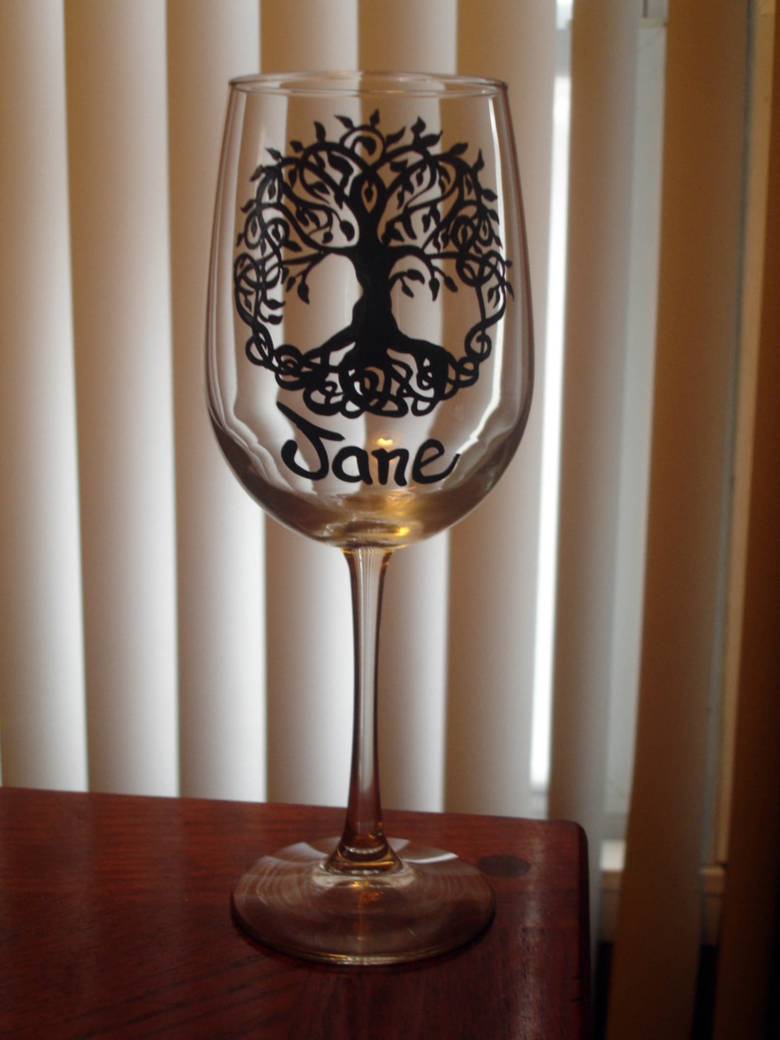 Hand Painted tree of Life Wine Glass - Etsy