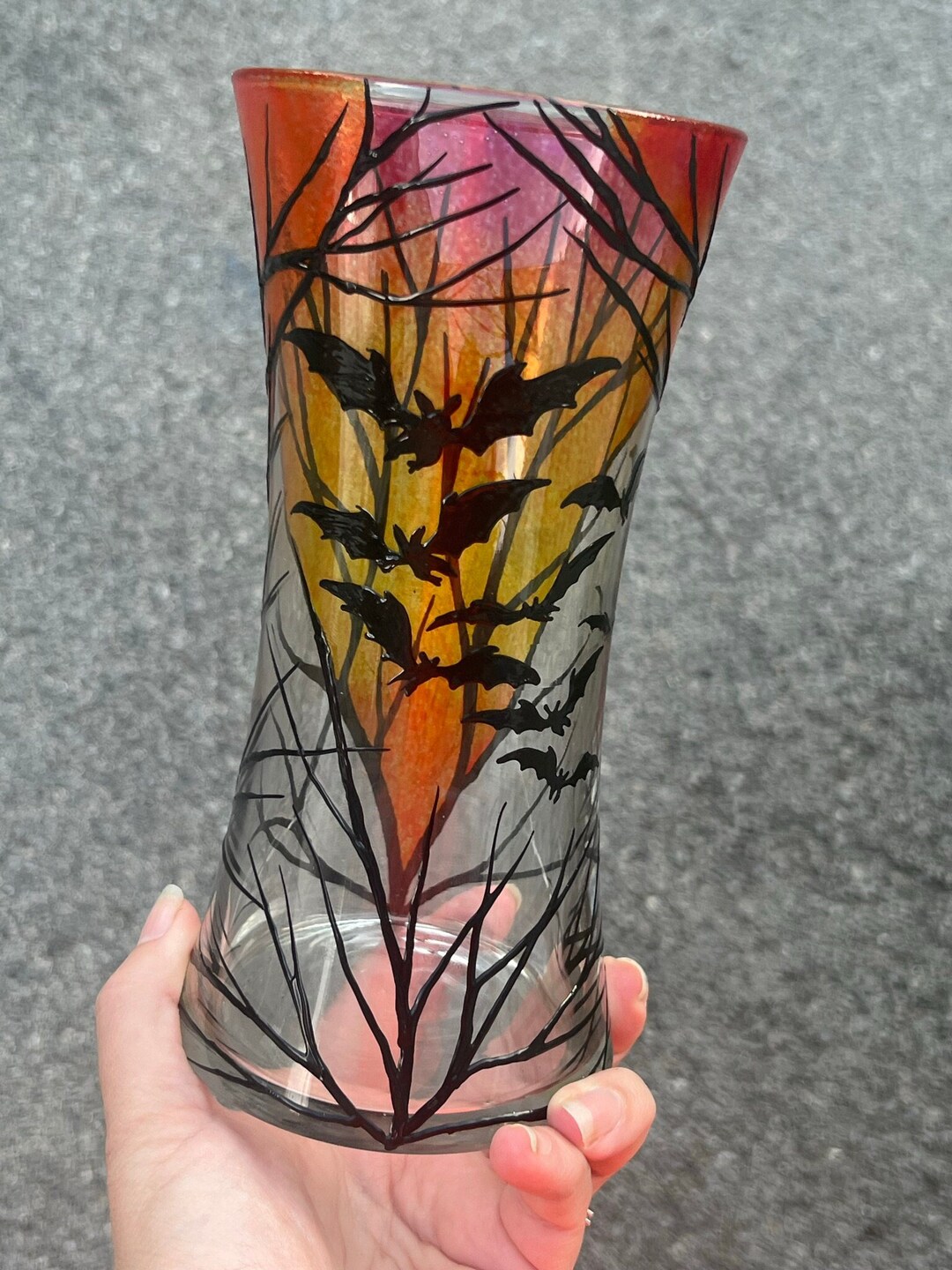 Hand Painted Bats Vase - Etsy