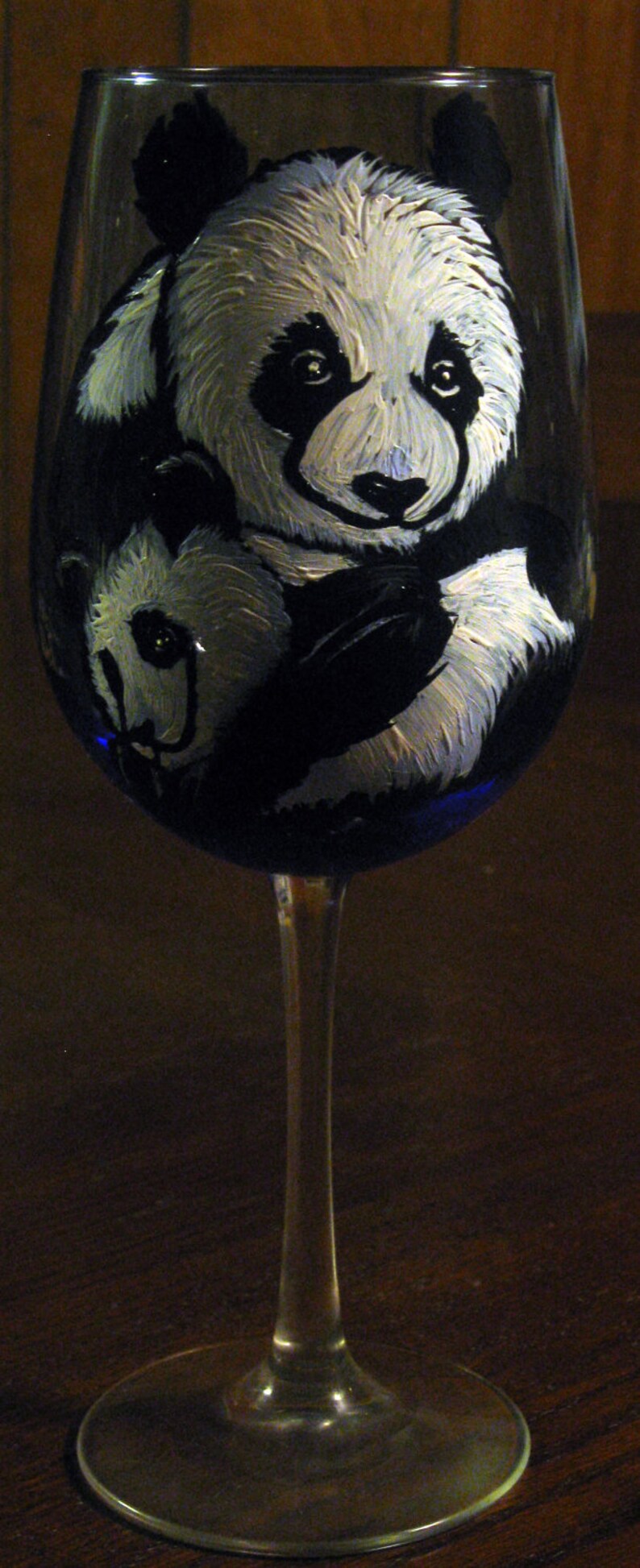 Hand painted panda wine glass | Etsy