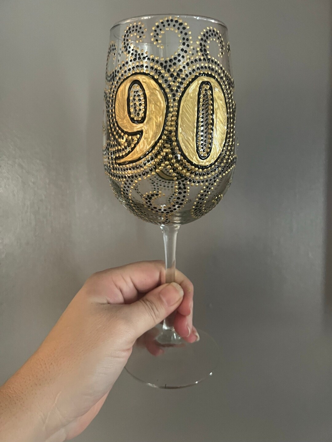 90th (or Any Other Year) Hand Painted Birthday Wine Glass - Etsy