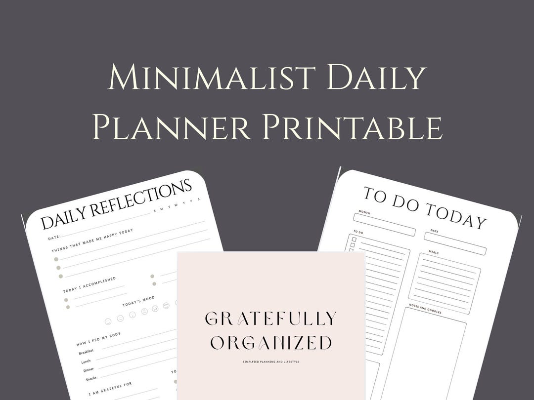 Minimalist Daily Planner Printable - Gratitude Journal, To-do List ...