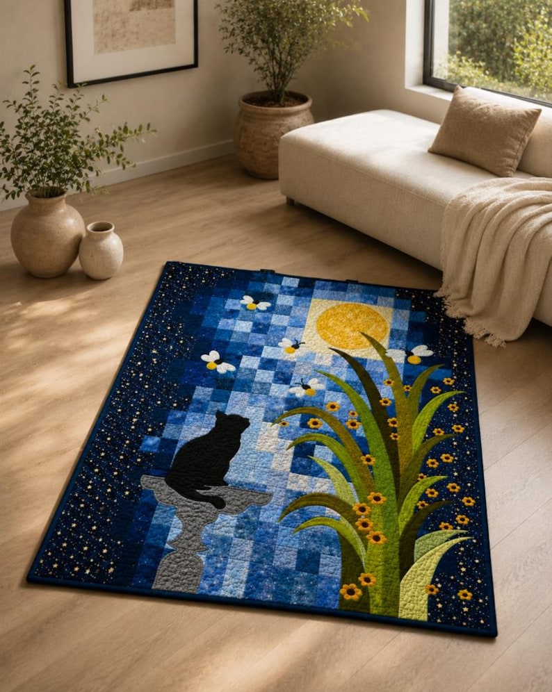 Luna Garden 03242D - Black Cat Moon Quilt Pattern – Starry Night Garden ...