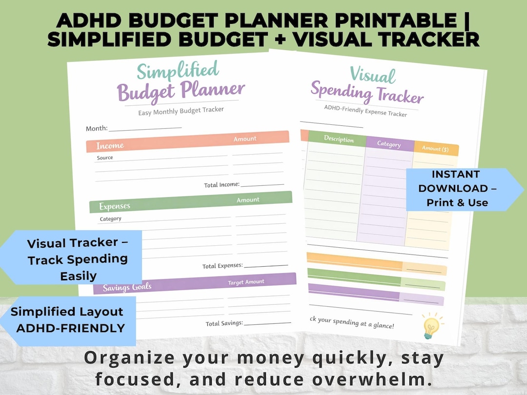 ADHD Budget Planner Printable | Simplified Budget Sheet | Visual ...