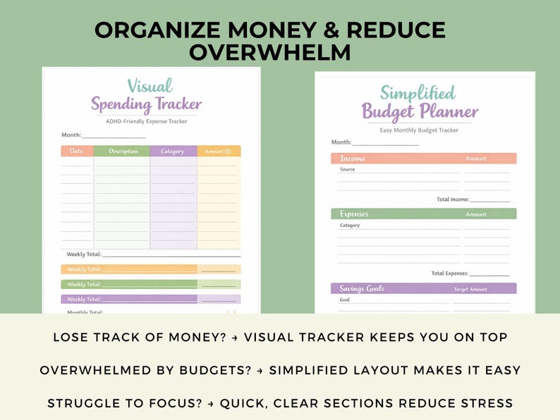 ADHD Budget Planner Printable | Simplified Budget Sheet | Visual ...