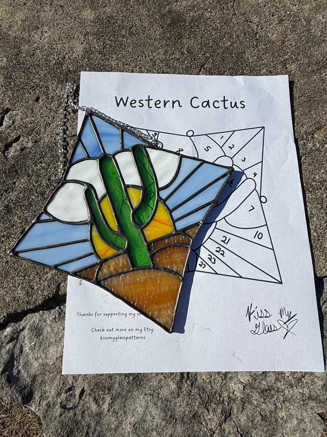 Western Cactus Stained Glass Pattern Hobby License - Etsy