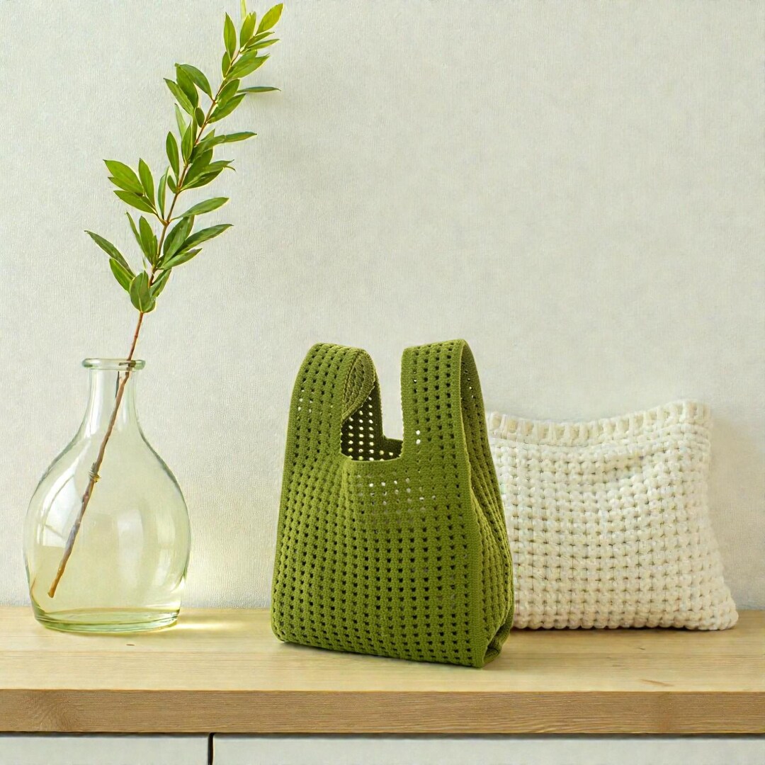 Handmade Knit Mini Tote Bag - Etsy