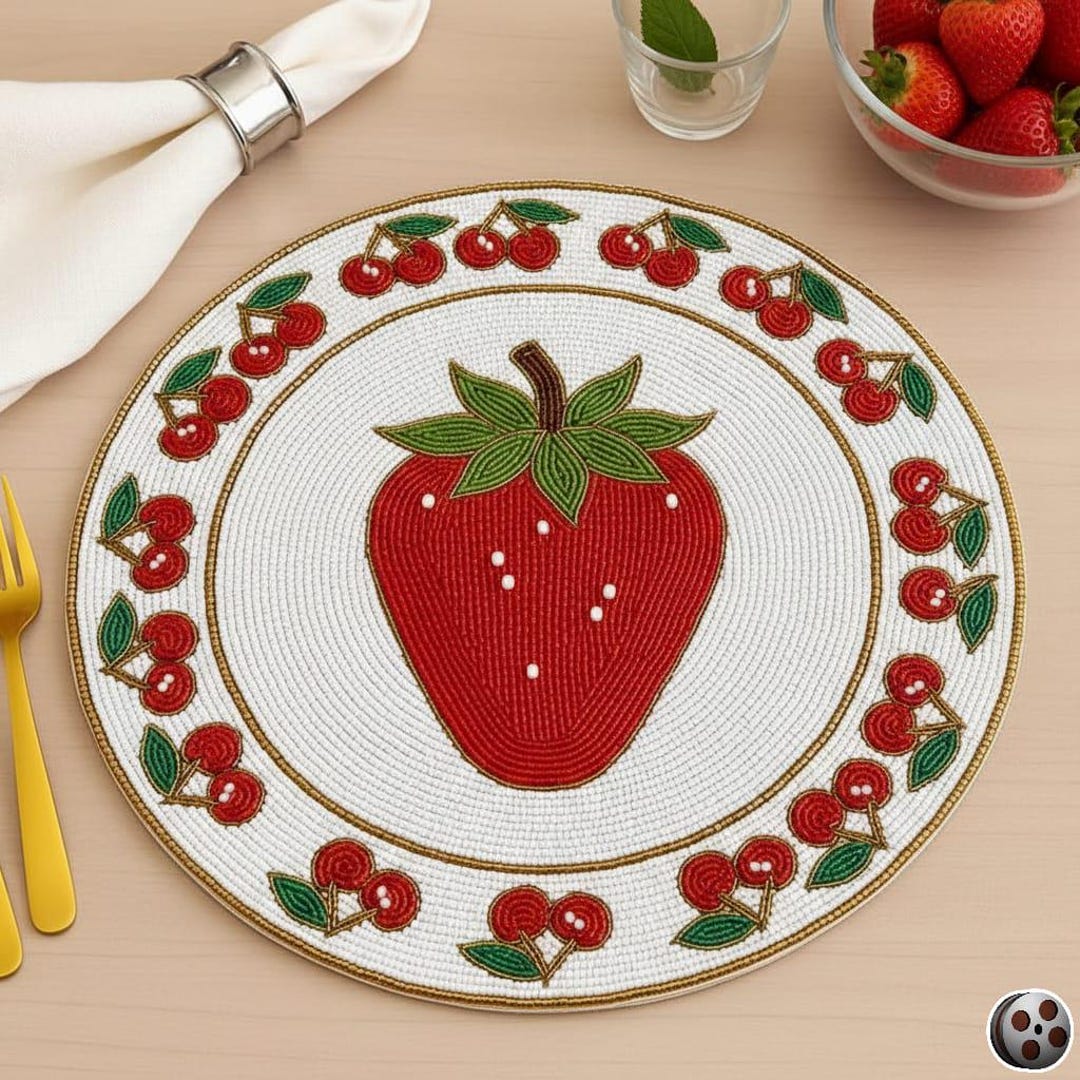 Handmade Strawberry Placemat Set – Fruit & Cherry Table Décor - Etsy