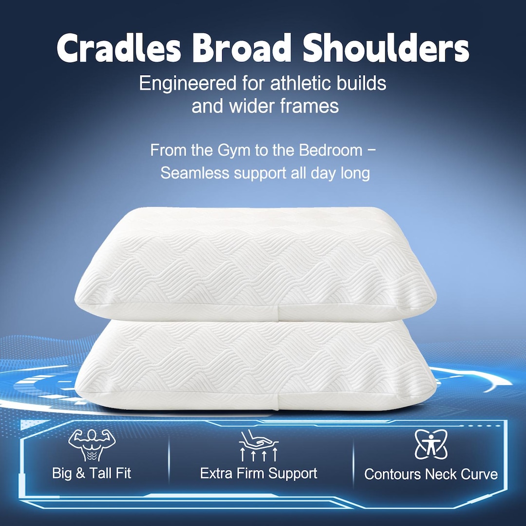 High Profile Memory Foam Pillow for Side Sleepers, Extra Thick Firm ...