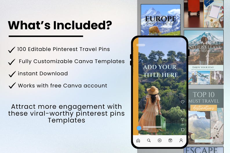 100 Travel Pinterest Pin Templates – High-converting Canva Templates ...