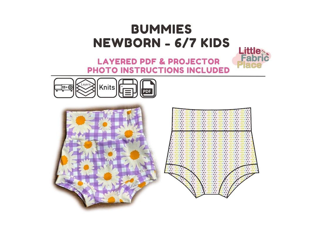 Bummies for Babies & Toddlers NB-6/7 Kids PDF Digital Projector Sewing ...