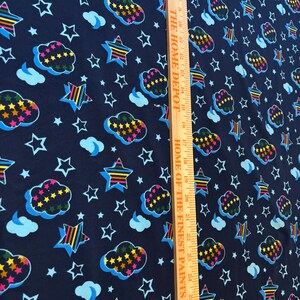 Blue Clouds and Stars Knit Fabric Cotton Lycra by the Yard misprint ...