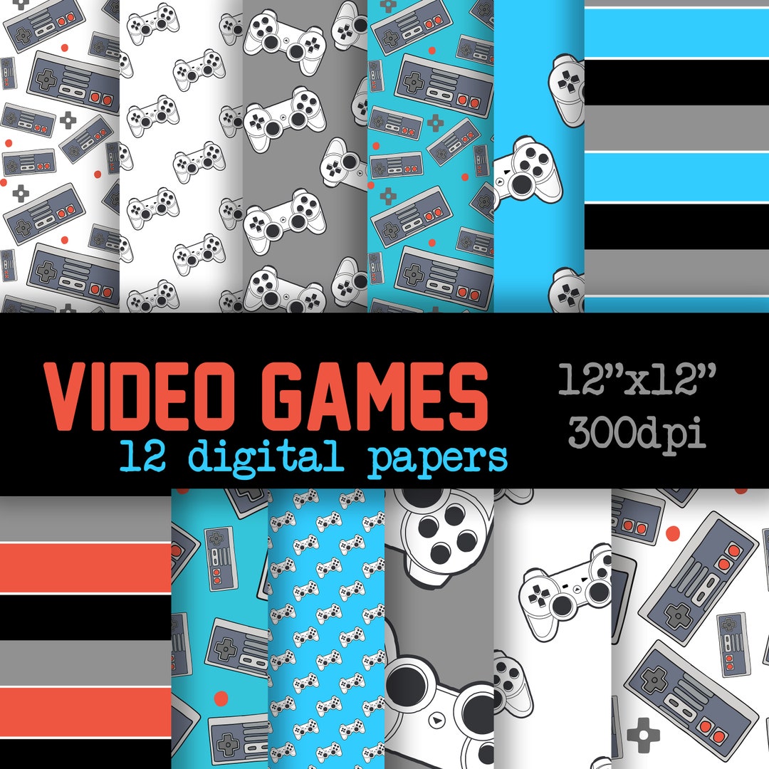 Video Games Seemless Paper 12"x12" 12 Pack | Gamer | Geeky ...