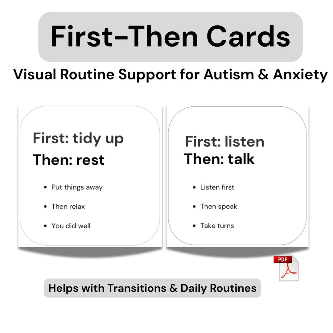 First Then Cards for Autism | Visual Routine Printable for Teens ...