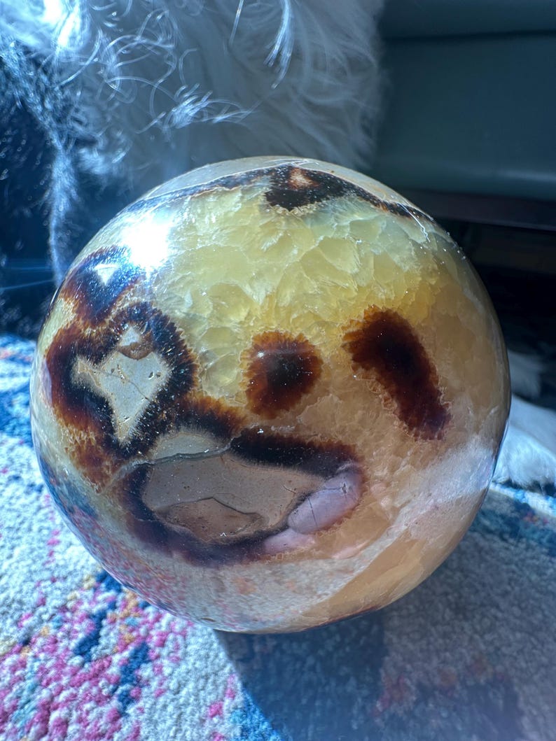 Large Septarian Dragon Stone Sphere – Madagascar Crystal Display ...