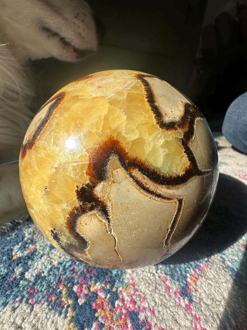 Large Septarian Dragon Stone Sphere – Madagascar Crystal Display ...