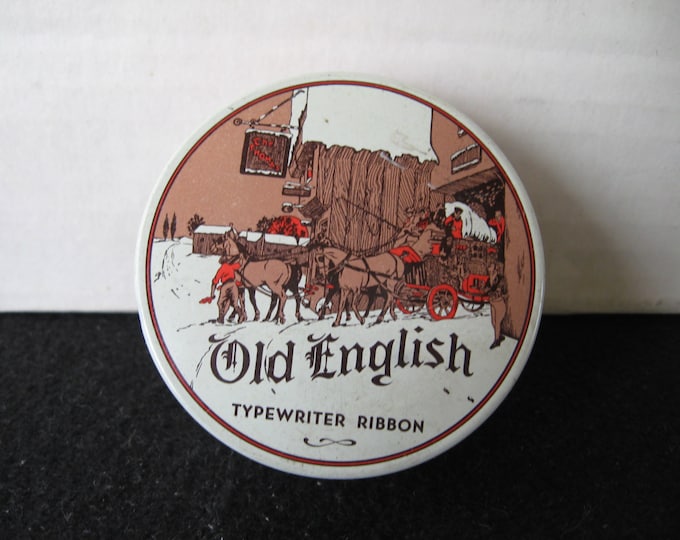 Vintage Old English Typewriter Ribbon Tin - Etsy
