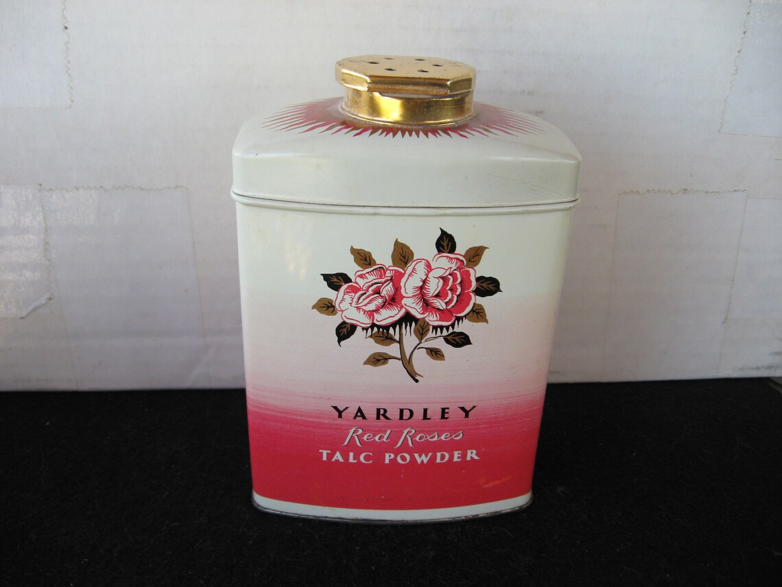 Vintage Yardley Red Roses Talc Powder Tin , Talcum Powder, Red Rose ...