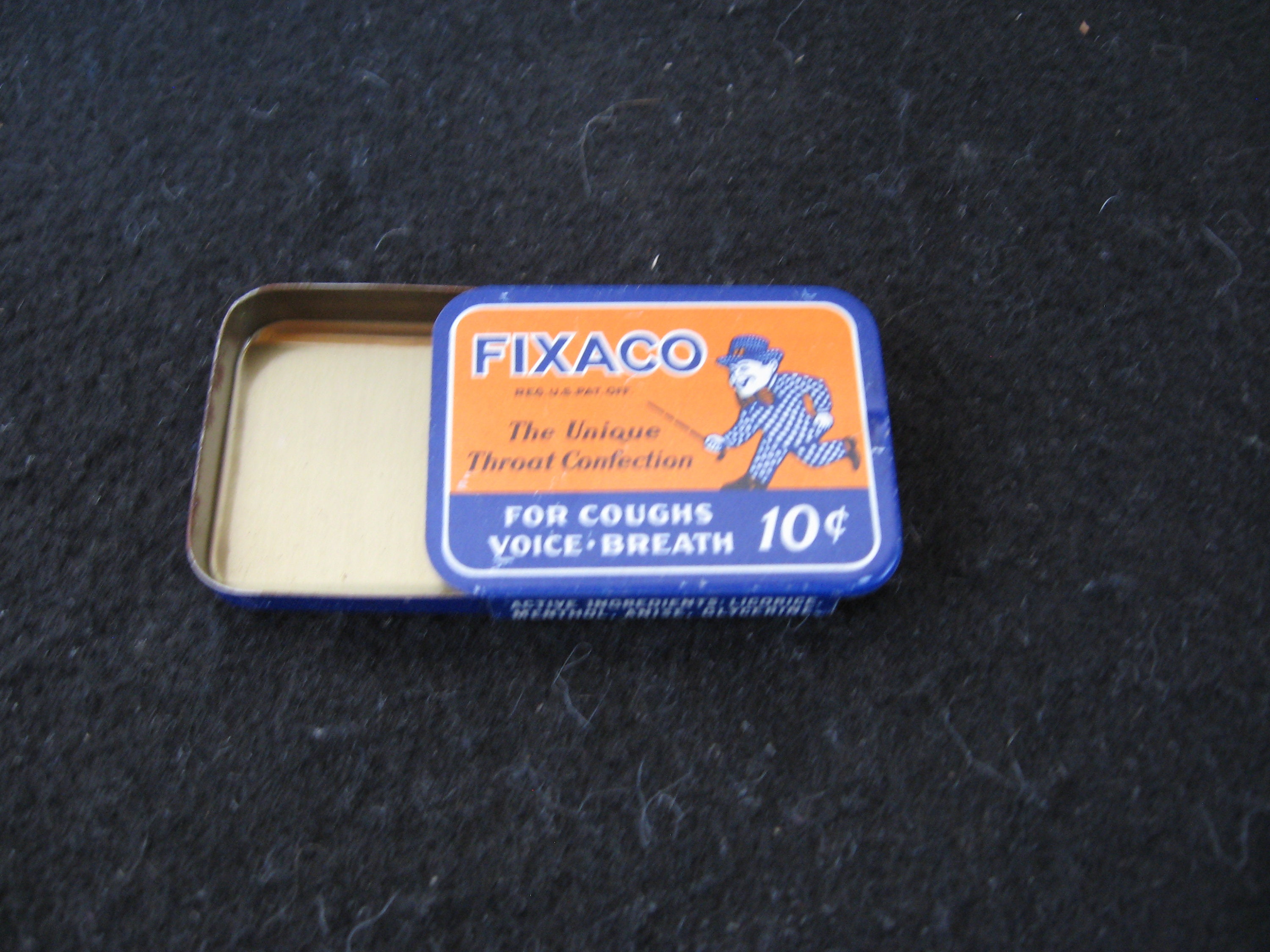 Vintage FIXACO Sliding Top Tin THROAT Confection Tin - Etsy Vintage FIXACO Sliding Top Tin THROAT Confection Tin - Etsy