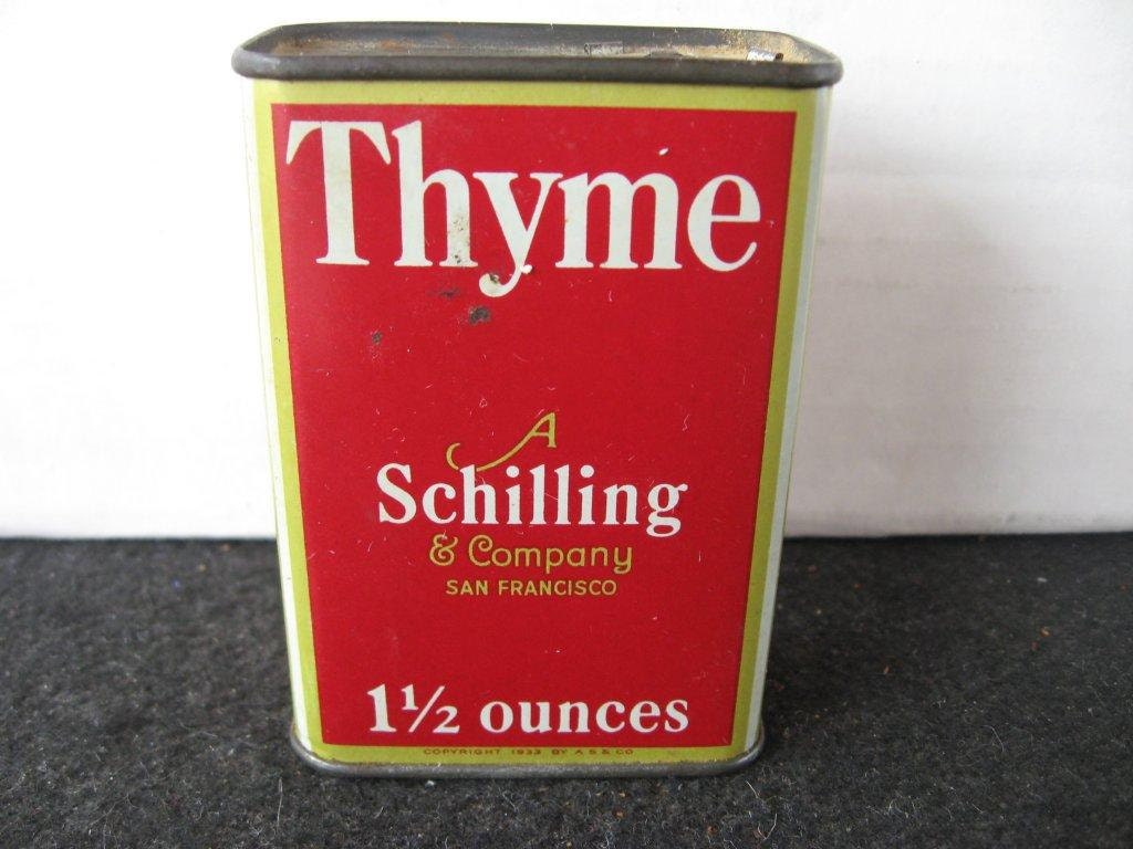 Vintage Schilling Thyme Spice Tin - Etsy