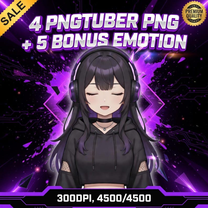 Female Pngtuber Model | Premade Png Tuber Avatar With 5 Bonus ...