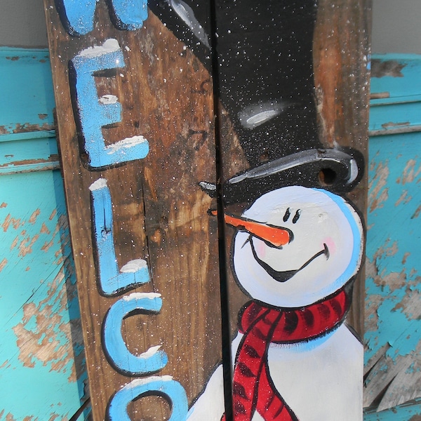Wood Welcome Snowman Sign - Etsy