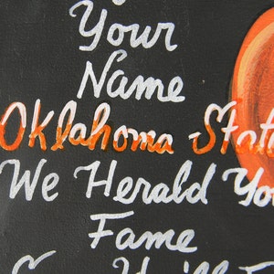 Oklahoma State University Pistol Pete OSU Alma Mater Sign Hand Painted ...