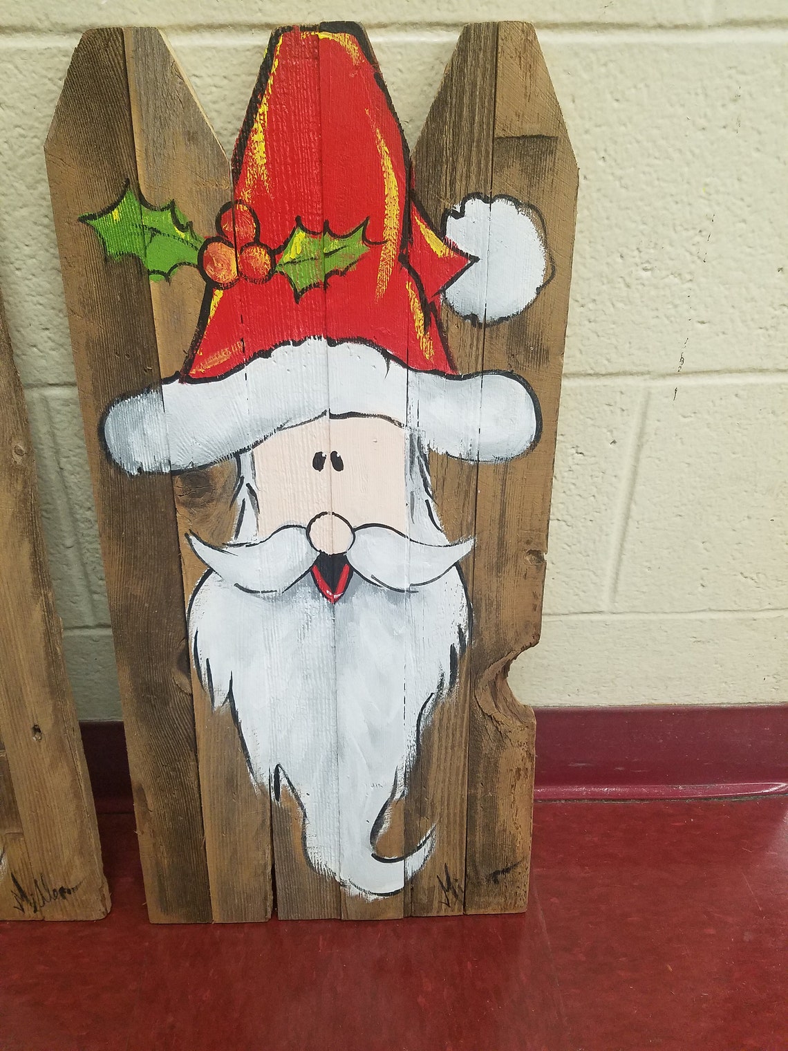 Rustic Santa Painted on Reclaimed Barnyard Fence Farmhouse | Etsy