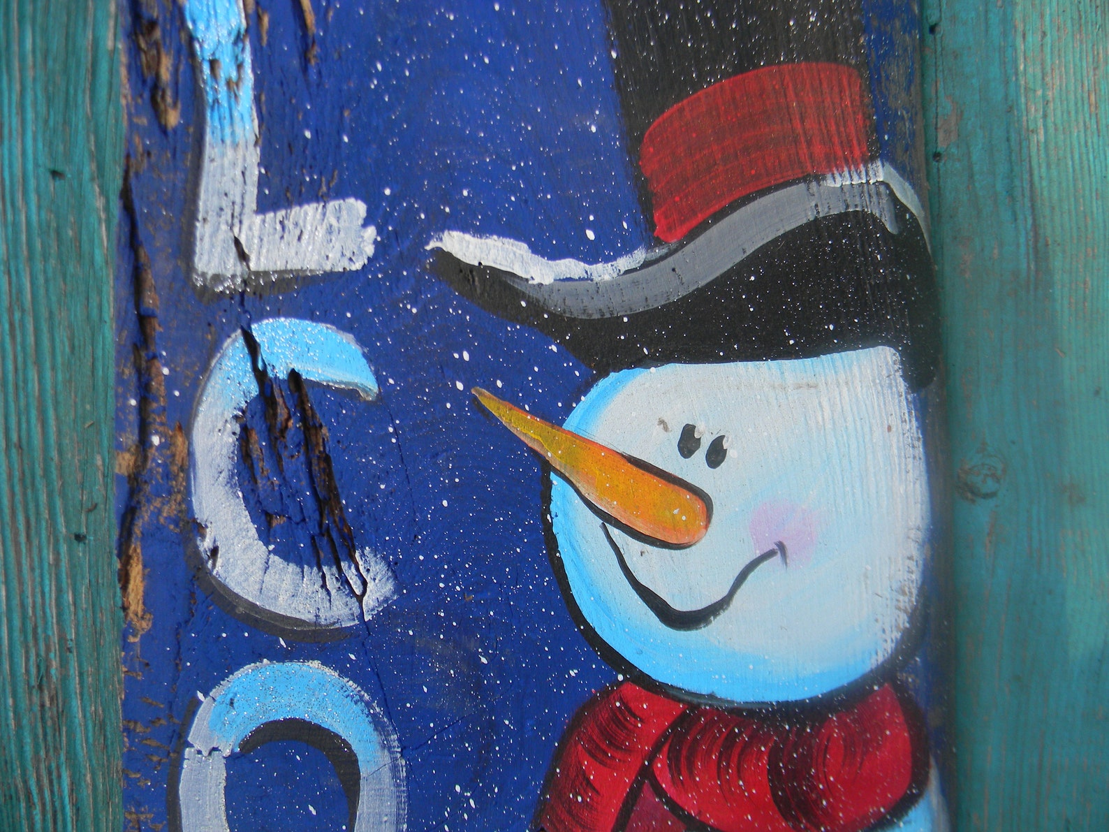 Snowman Welcome Wood Sign Hand Painted Front Porch Decor Christmas Art ...