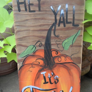 Hey Yall Its Fall Pumpkin Painting on Reclaimed Wood Farmhouse - Etsy